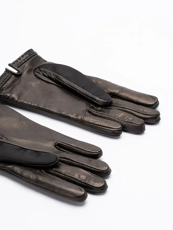 Prada Leather Gloves With Logo Detail