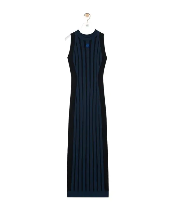 Loewe Ribbed Knit Maxi Dress With Embroidered Logo