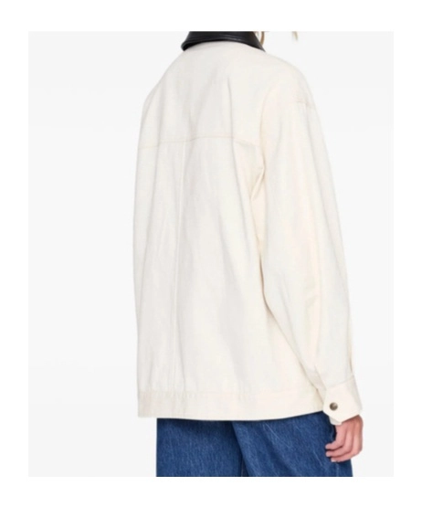 ANINE BING Contrast Collar Zipped Jacket - Cream