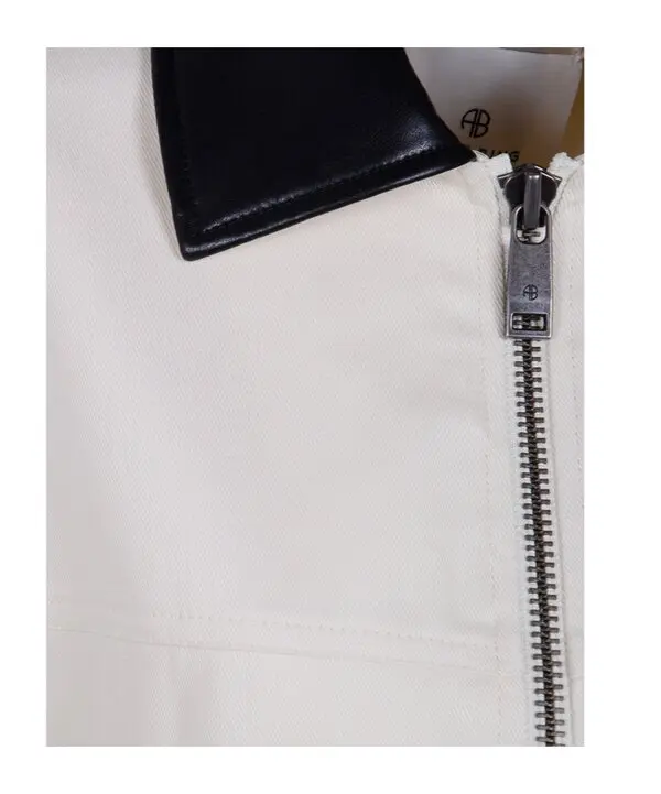 ANINE BING Contrast Collar Zipped Jacket - Cream