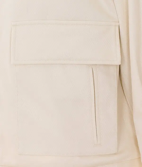 ANINE BING Contrast Collar Zipped Jacket - Cream