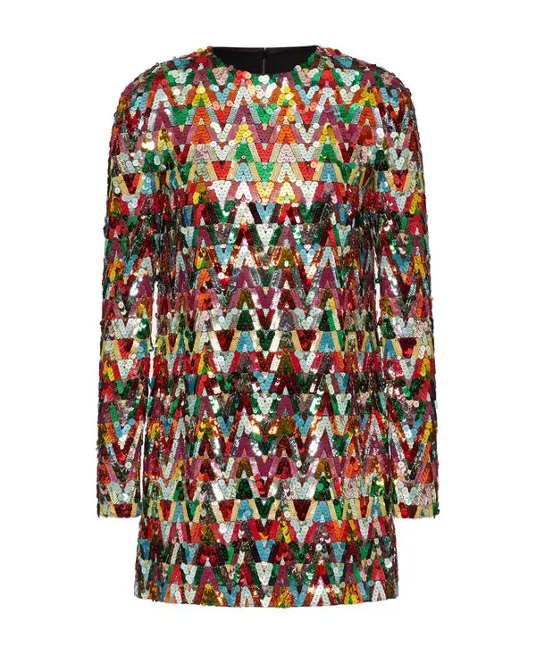 Valentino Garavani Sequin Embellished Crewneck Dress - Multicolor