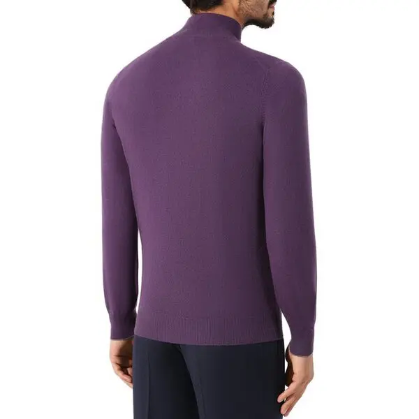 Brunello Cucinelli High-neck Quarter Zip Sweater - Purple