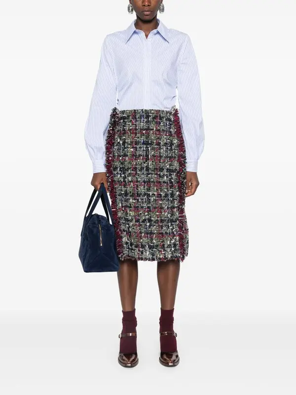 Etro Bouclé Plaid Midi Skirt
