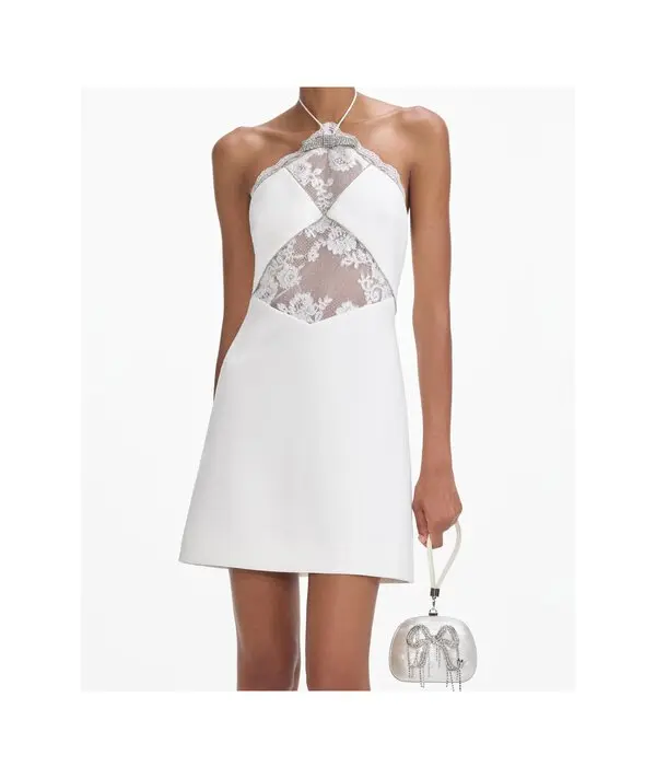 SELF-PORTRAIT Lace And Diamond Trimmed Mini Dress