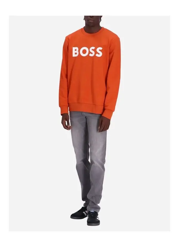 Hugo Boss Logo-print Organic Cotton Sweatshirt - Orange