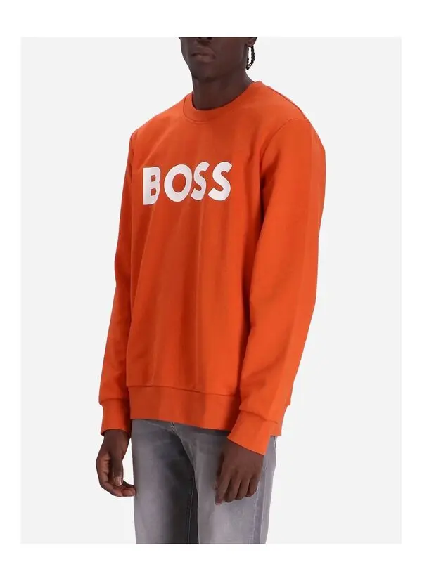 Hugo Boss Logo-print Organic Cotton Sweatshirt - Orange