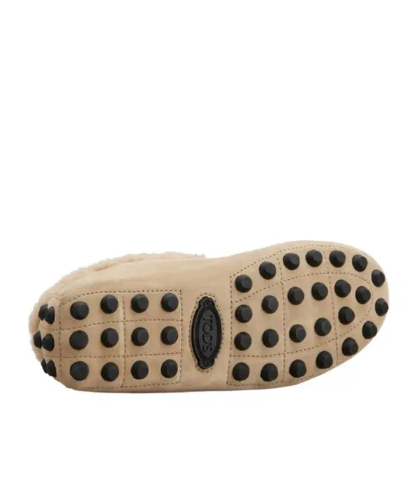 TOD'S Logo-plaque Suede Loafers - Light Brown