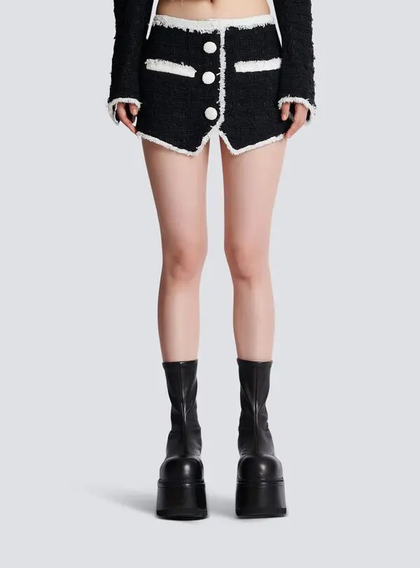 Balmain Tweed Mini Skirt With Contrast Trim