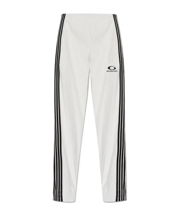 Balenciaga Loop Sports Logo Embroidered Track Pants - White