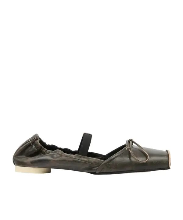 MAISON MARGIELA Elastic Strap Ballet Flats - Dark Brown
