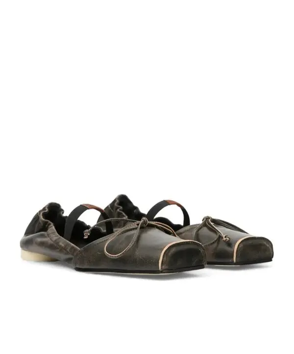MAISON MARGIELA Elastic Strap Ballet Flats - Dark Brown