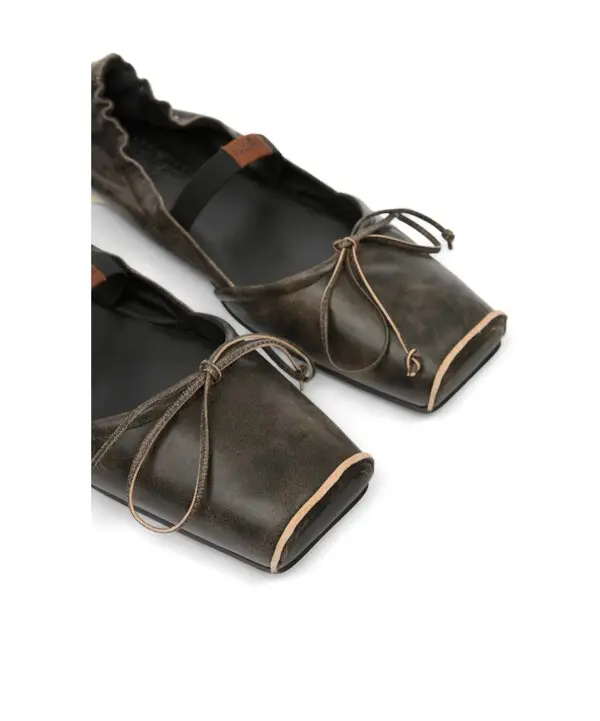 MAISON MARGIELA Elastic Strap Ballet Flats - Dark Brown