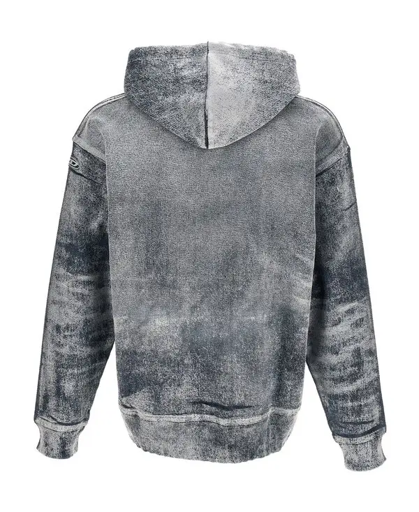 DIESEL® Tie-dye Effect Logo Embroidered Hoodie - Gray
