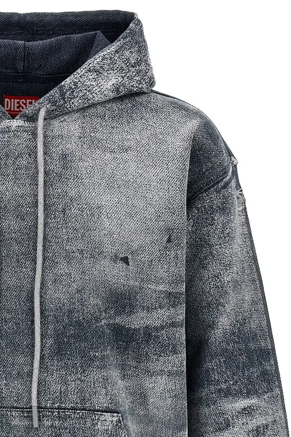 DIESEL® Tie-dye Effect Logo Embroidered Hoodie - Gray