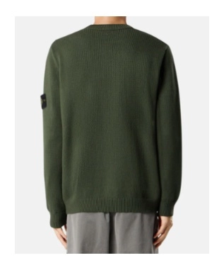 Stone Island Crewneck Sweatshirt With Logo Patch - Army Green