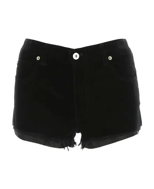 Miu Miu Washed Velvet Shorts With Embroidered Logo
