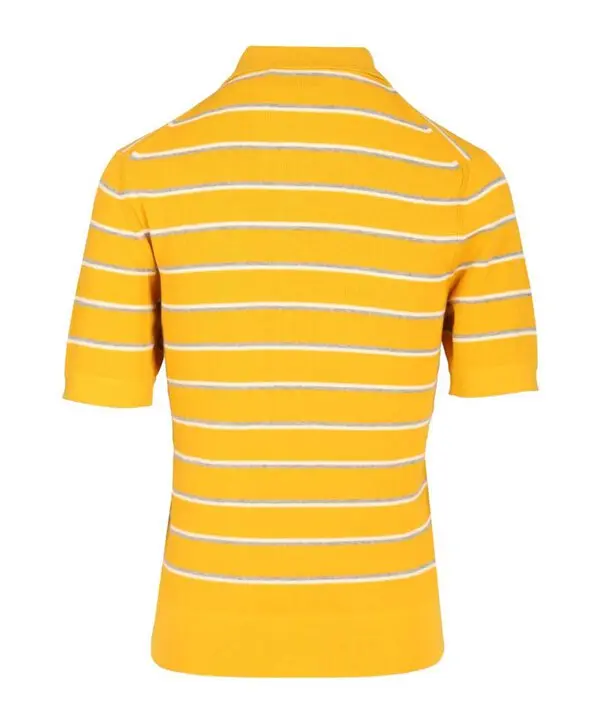 Miu Miu Short-sleeved Striped Knitted Polo Shirt