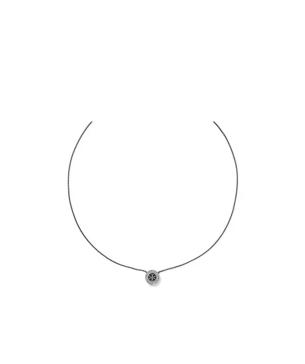 Tory Burch Kira Logo Charm Necklace - Gray