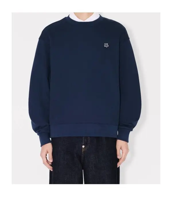Kenzo Boke Flower Logo Patch Crewneck Sweatshirt - Navy Blue
