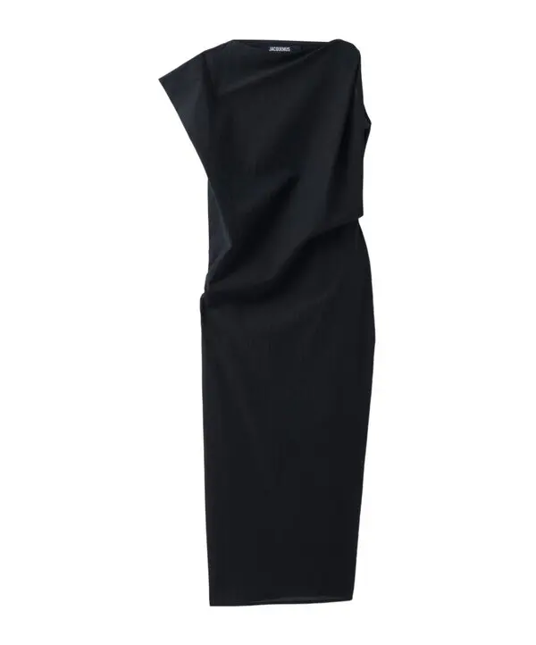 Jacquemus Draped Midi Dress - Black