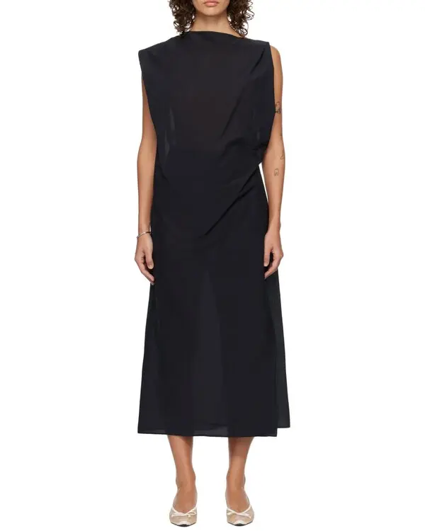 Jacquemus Draped Asymmetrical Midi Dress - Black