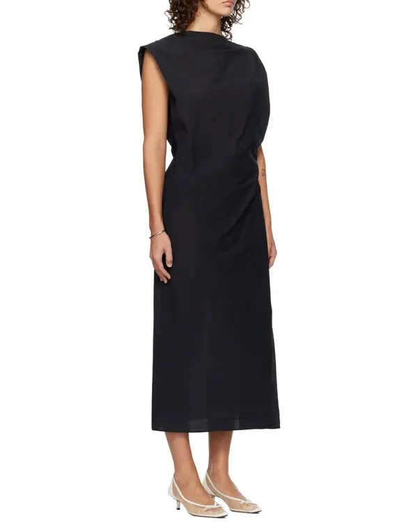 Jacquemus Draped Asymmetrical Midi Dress - Black