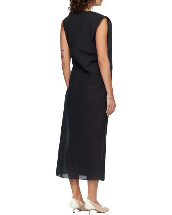 Jacquemus Draped Asymmetrical Midi Dress - Black