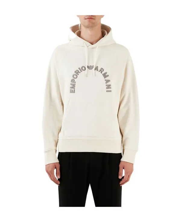 Emporio Armani Logo Detail Hoodie - White
