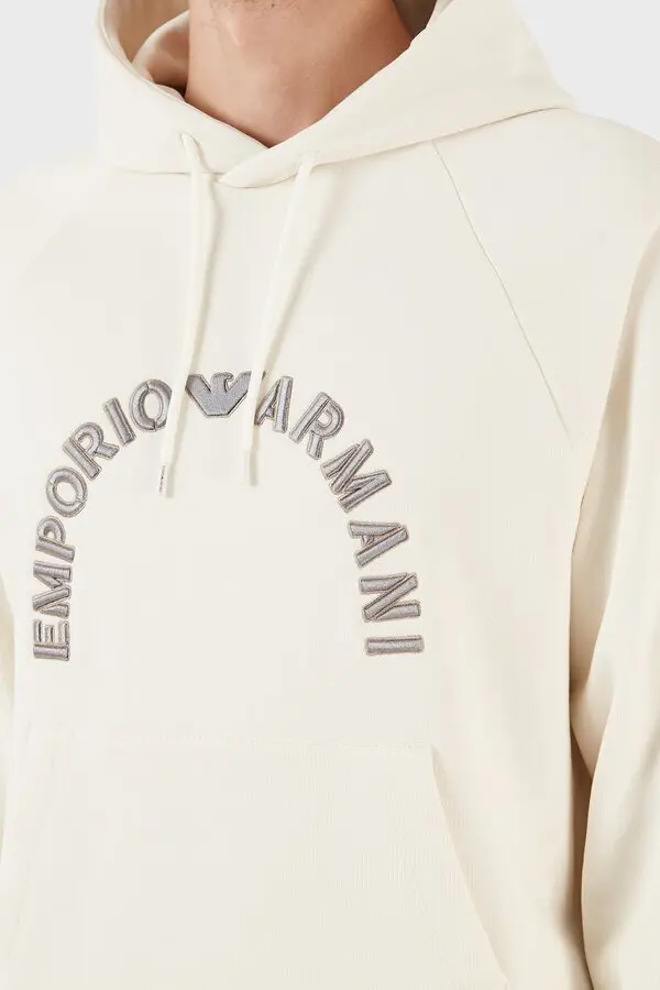 Emporio Armani Logo Detail Hoodie - White