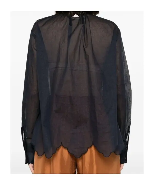FORTE_FORTE Floral Beaded Scalloped Shirt
