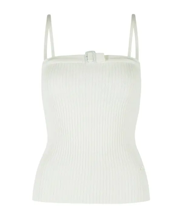COURREGES Courrèges Ribbed Knit Buckle Camisole - White