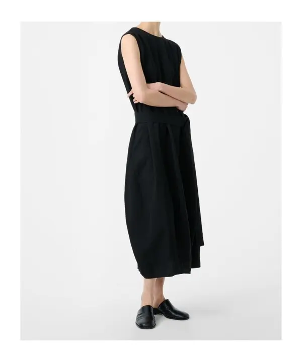 Studio Nicholson Sleeveless Pleated Belted Dress - Black