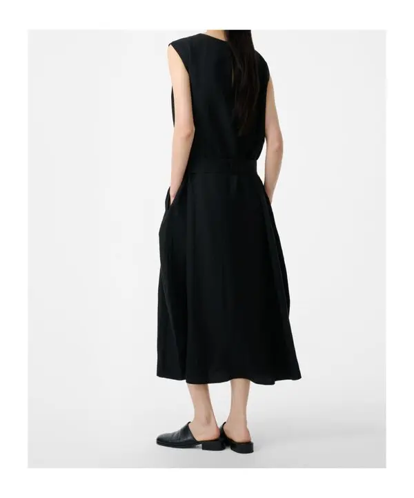 Studio Nicholson Sleeveless Pleated Belted Dress - Black