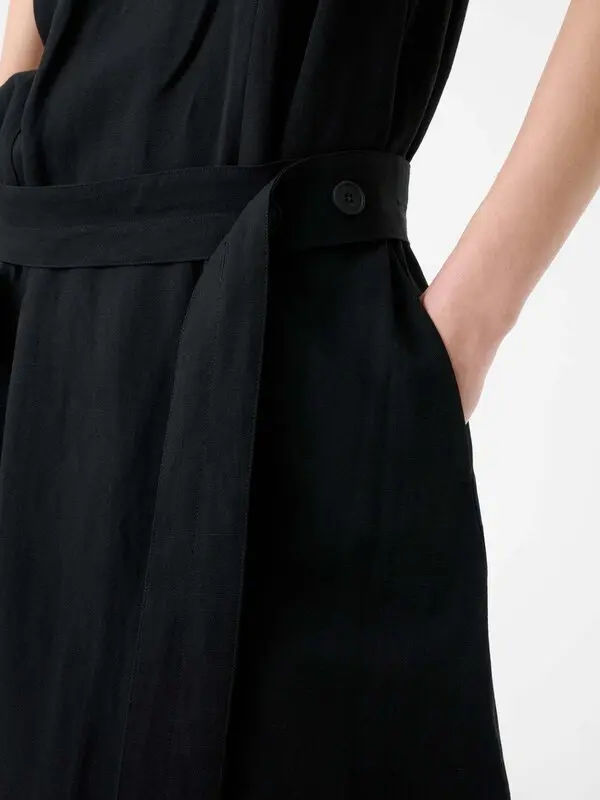 Studio Nicholson Sleeveless Pleated Belted Dress - Black