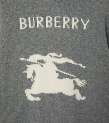 Burberry Ekd Intarsia-knit Drawstring Hoodie - Gray