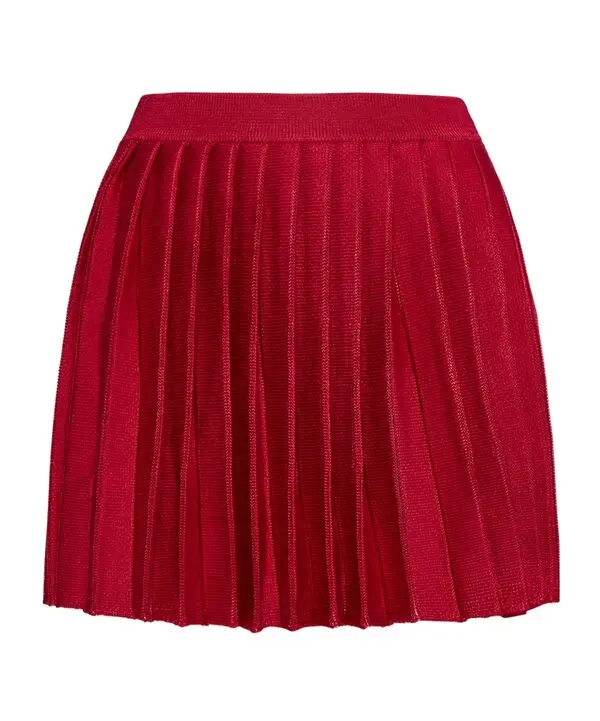 SELF-PORTRAIT Pleated Knit Mini Skirt