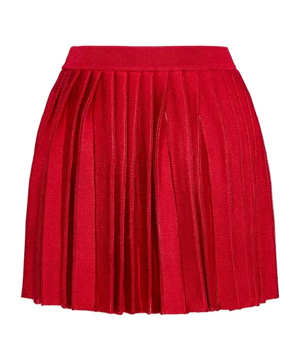 SELF-PORTRAIT Pleated Knit Mini Skirt