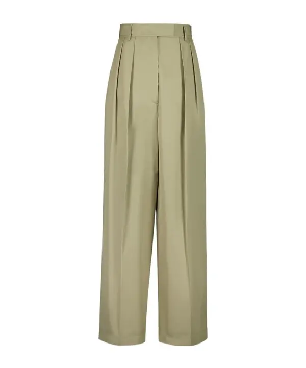 La DoubleJ Pleated Cotton Trousers - Nude