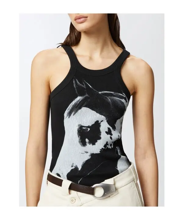 Pinko X Patrick Mcdowell Ribbed Horse Print Vest