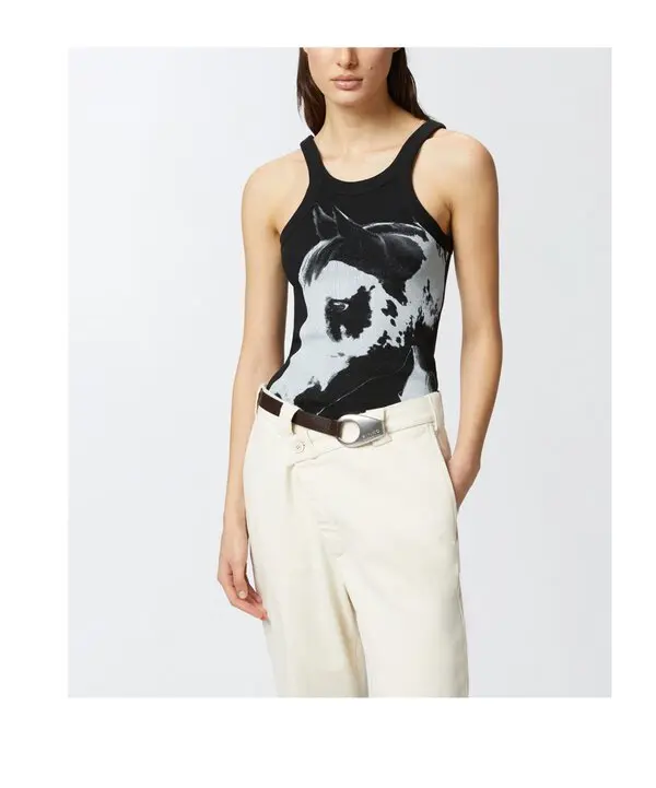 Pinko X Patrick Mcdowell Ribbed Horse Print Vest