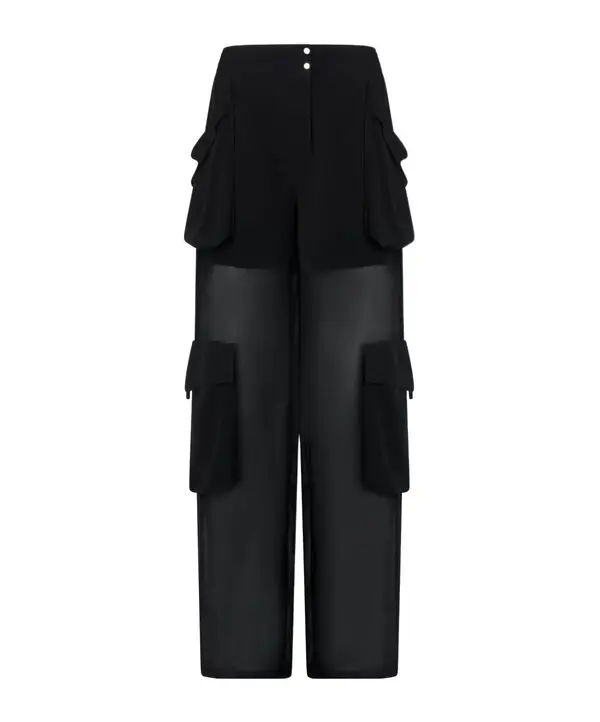 Pinko Sheer Cargo Pants - Black