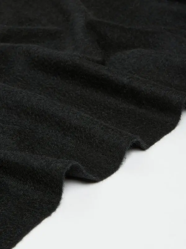 Max Mara Logo Embroidered Fringed Scarf - Black