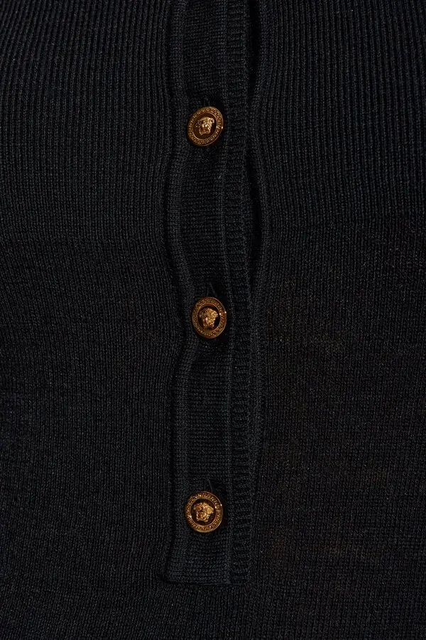 Versace Long-sleeved Knitted Top With Medusa Logo Buttons