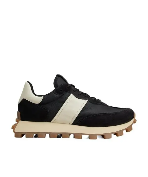 TOD'S Suede And Leather Striped Lace-up Sneakers