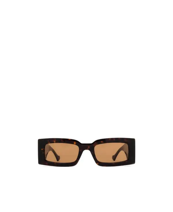 Gucci Rectangular Frame Sunglasses With Double G Detail - Black