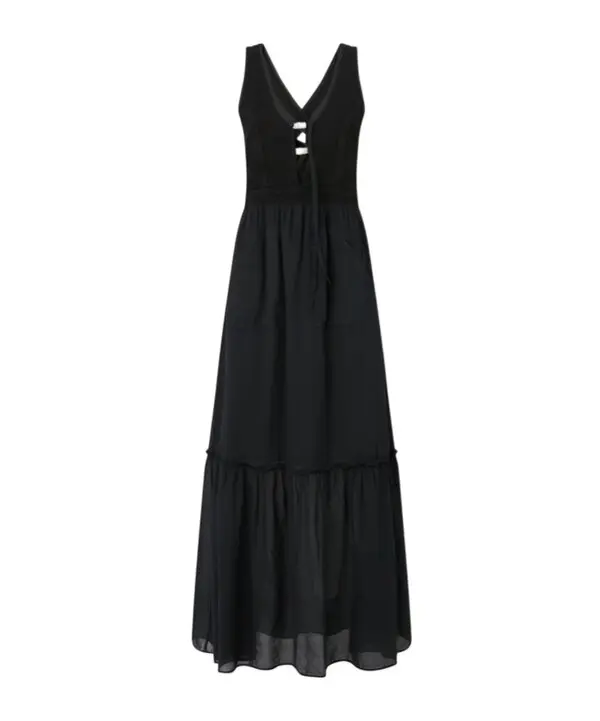 Pinko Sleeveless Maxi Dress With Criss-cross Back - Black