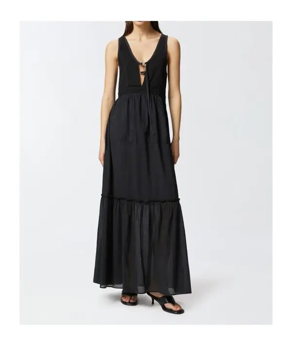 Pinko Sleeveless Maxi Dress With Criss-cross Back
