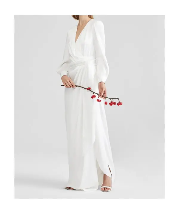 Max Mara V-neck Wrap Dress With Asymmetrical Slit