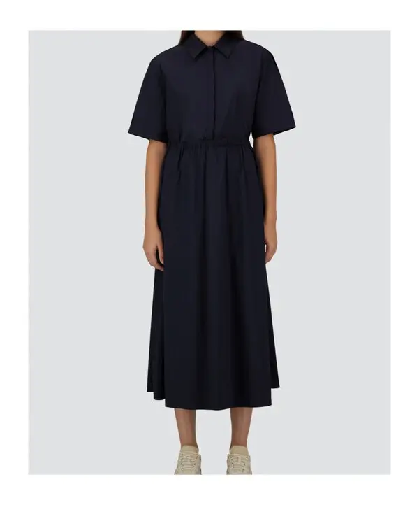 blue maxi dress outfit Linen Buttoned Down Shirt Dress With Belt (with Lining)